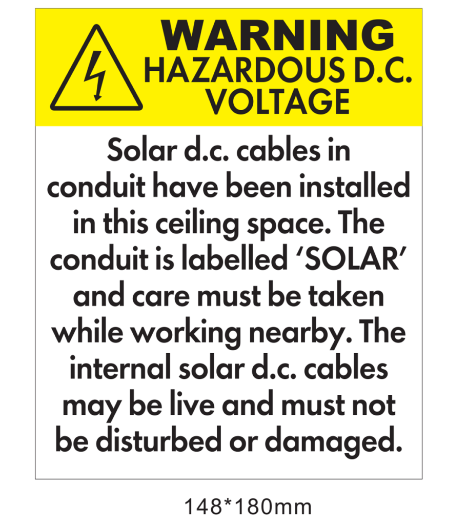Warning Label 148 x 180mm Solar Label - XGS Solar